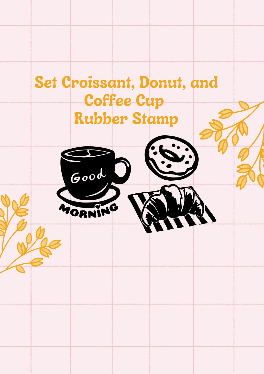 Set Croissant Donut Cup Rubber Stamp: Bakery Breakfast Coffee Theme DIY ...
