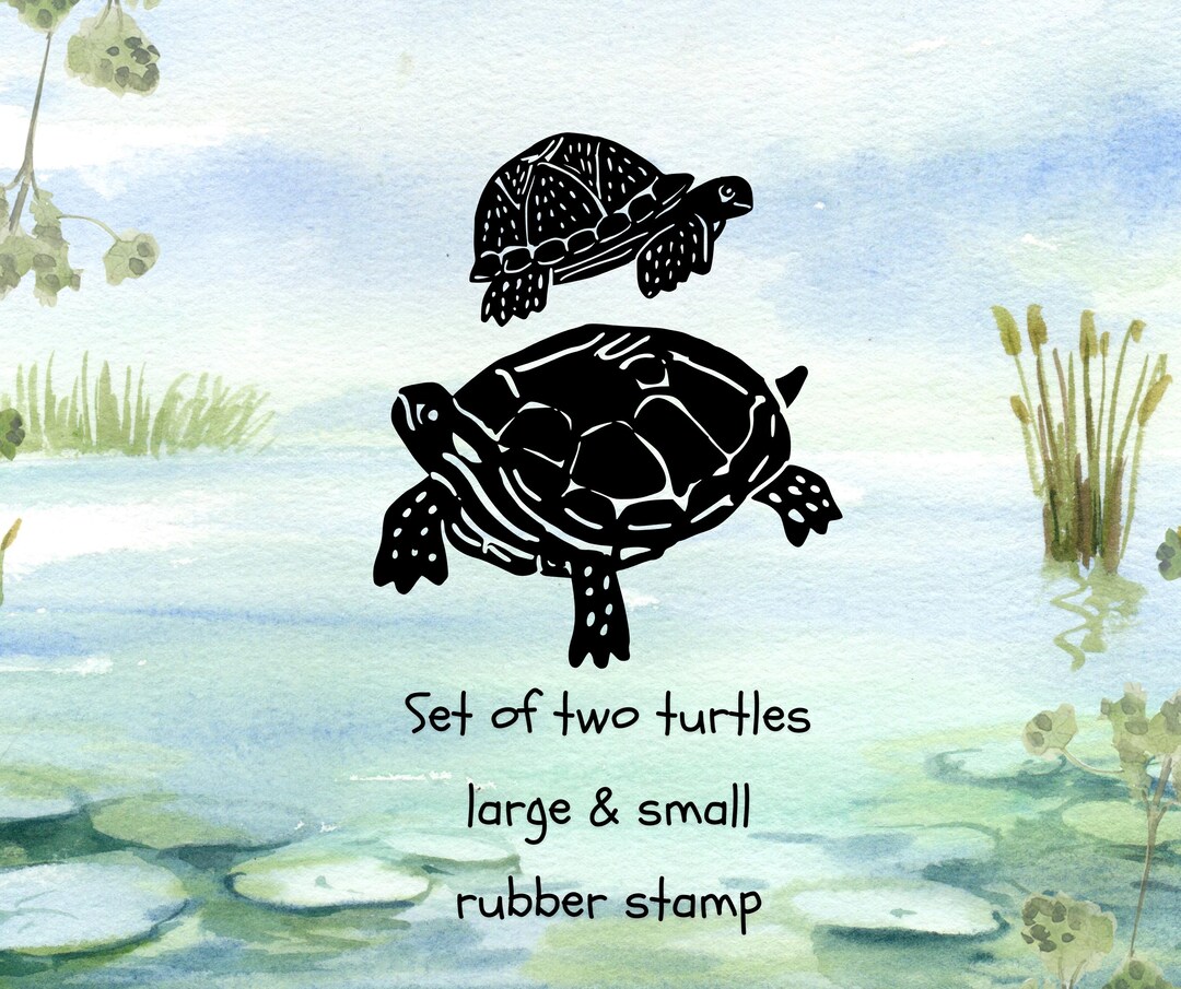 Set Turtle Rubber Stamp: Pond Scene for Scrapbooking & DIY Crafts - Etsy