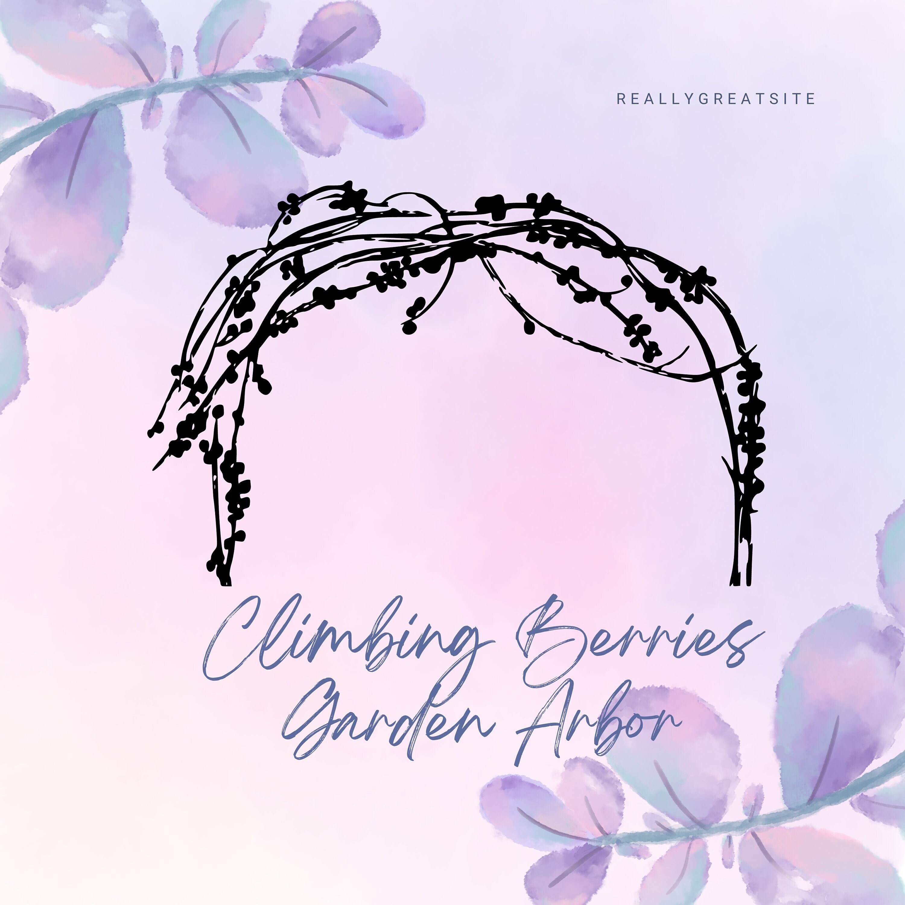 Large Garden Arch Arbor Rubber Stamp, Climbing Berries Frame Stamp ...