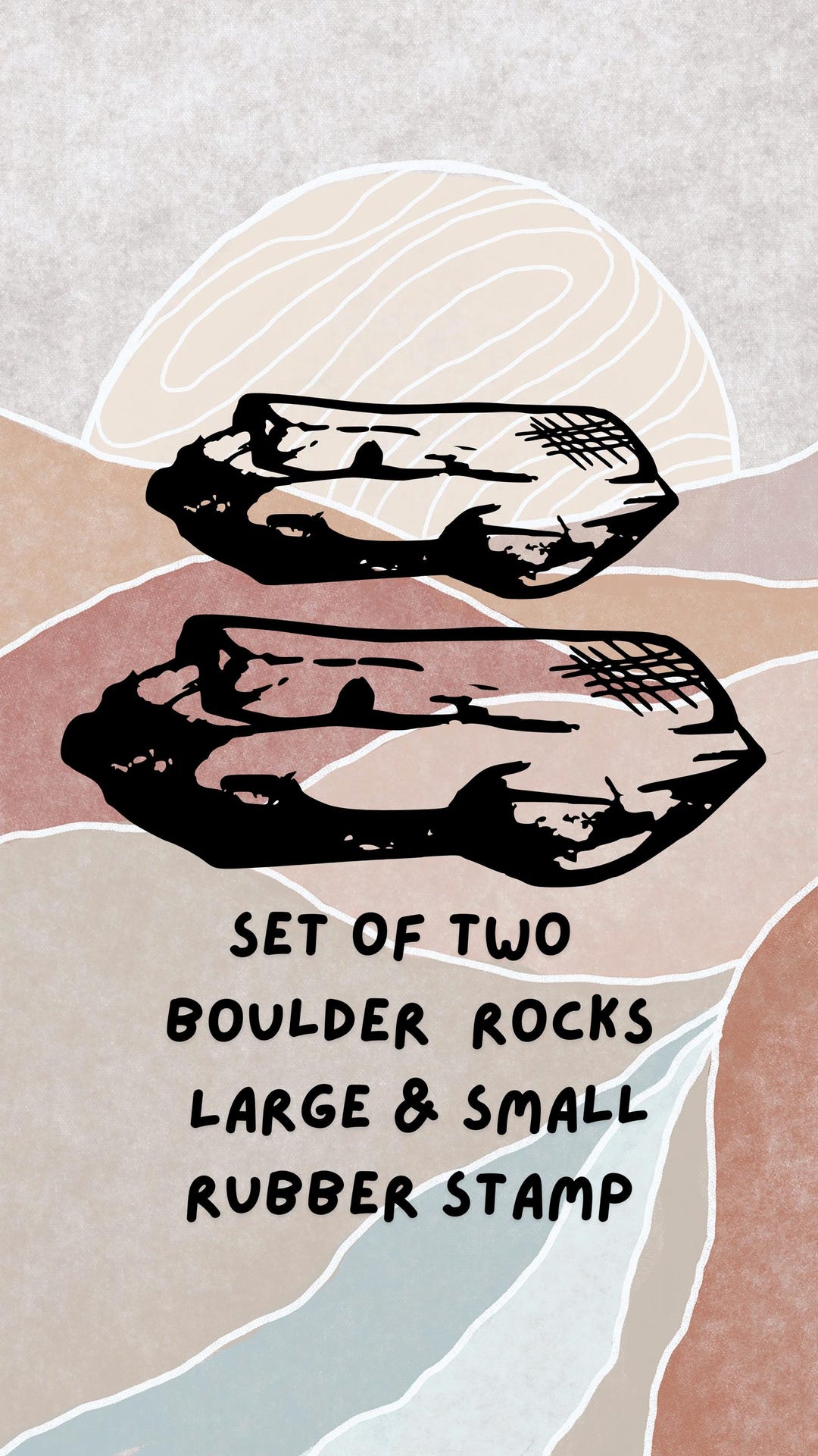 Set Boulder Landscape Rubber Stamp: Stone, Nature Stamping Tool - Etsy