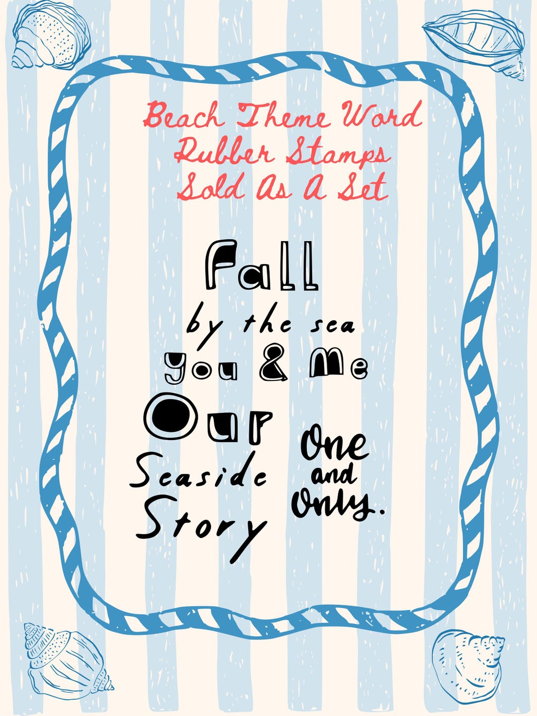 Beach Theme Words Rubber Stamp: Seaside Love Story Stamping Tool - Etsy