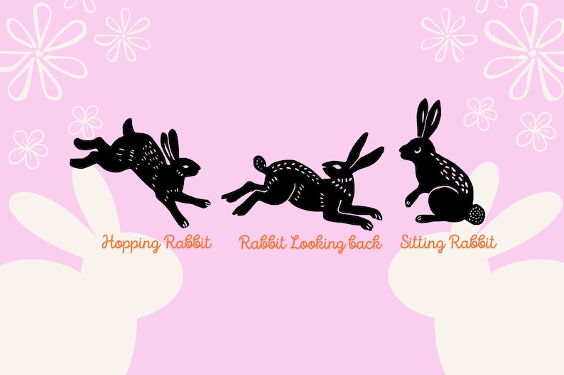 Set Bunny Rabbits Rubber Stamp: Easter Craft Stamp - Etsy