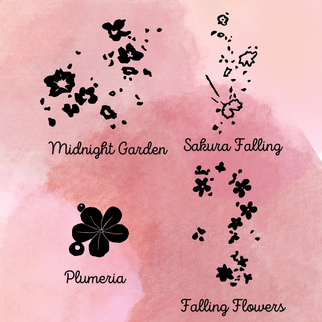 Falling Flower Rubber Stamp, Romantic Spring Stamp, Floral Craft Stamp ...