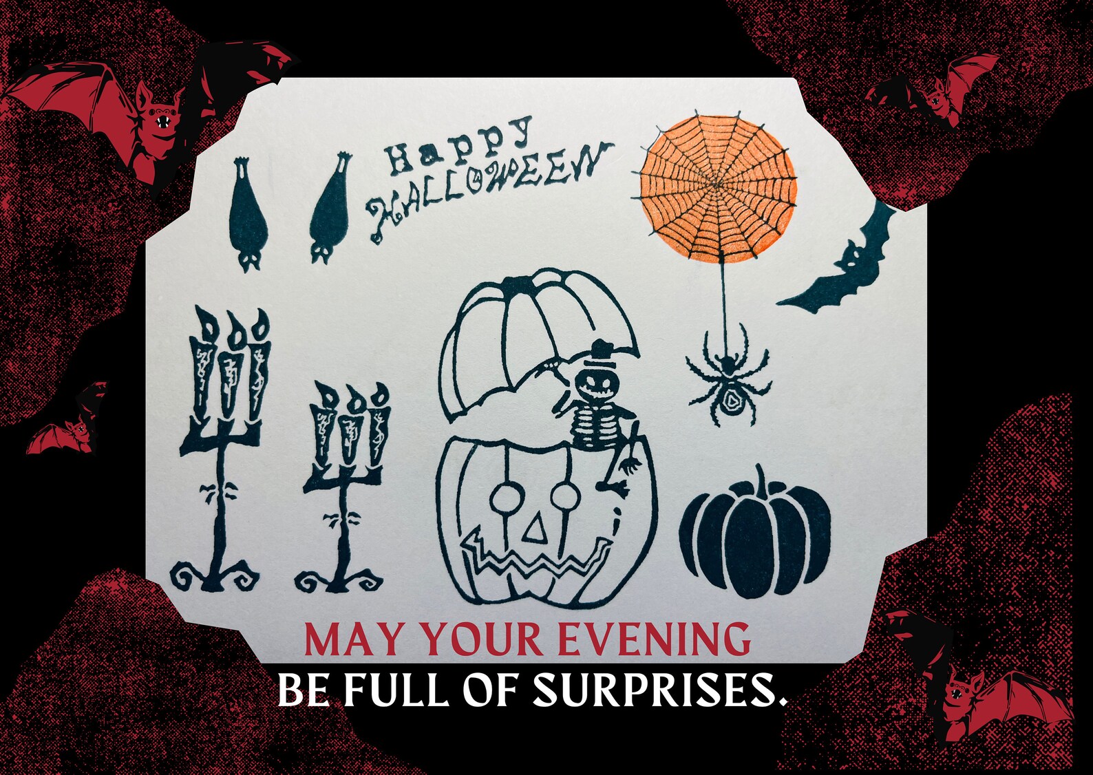 Set Haunted Candelabra Rubber Stamp: Spooky Halloween Craft Supply - Etsy