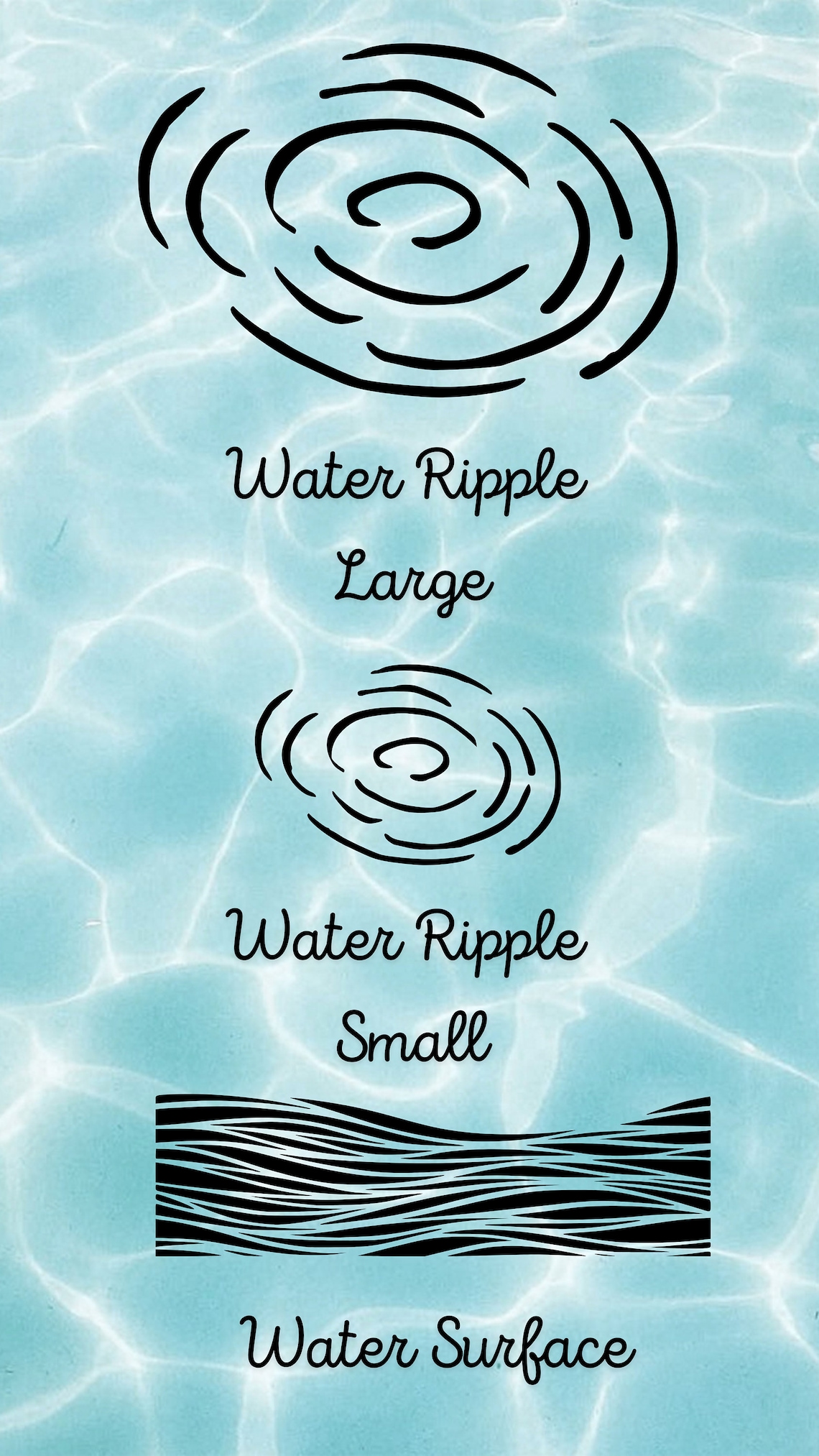 Water Ripple Rubber Stamp, Water Surface Stamp, Ocean Waves Design ...