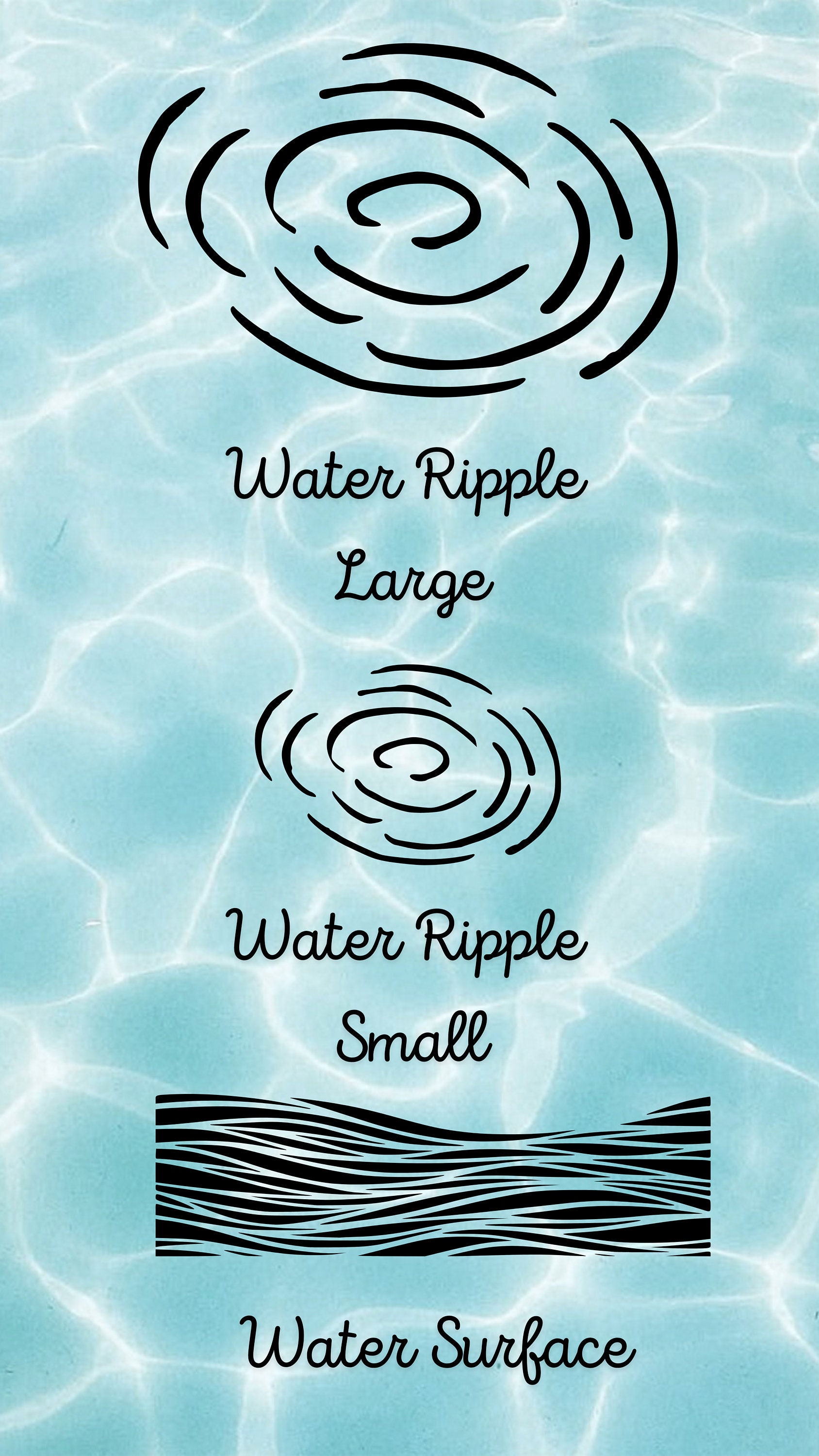 Water Ripple Rubber Stamp, Water Surface Stamp, Ocean Waves Design ...
