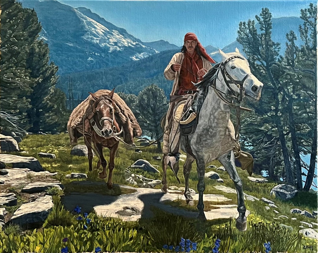 Wind River Trapper Original Oil Painting 16x20 Framed - Etsy