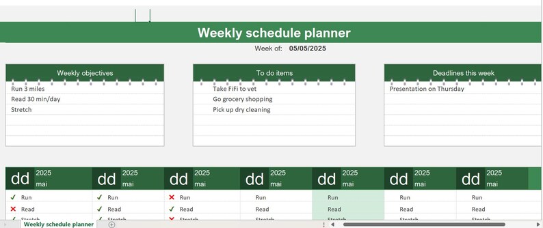 Weekly Schedule Planner Excel Template | Time Blocking Organizer | Printable & Customizable ...