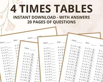 20 Pages Instant Digital Download 3 Times Tables Printable ...
