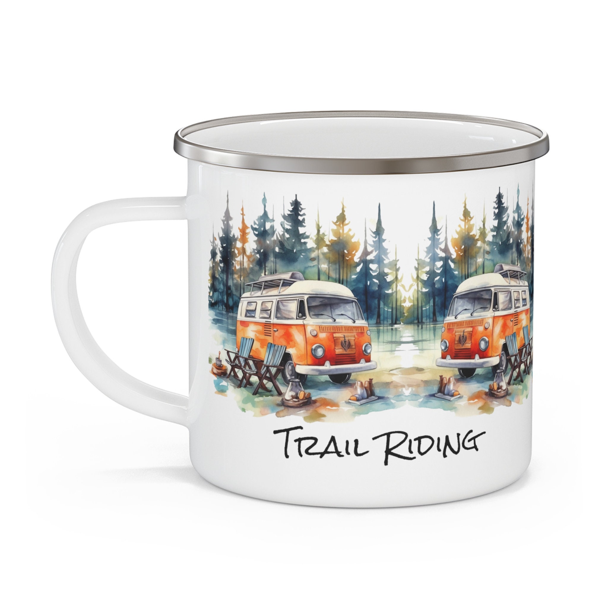 Custom Trail Adventure Enamel Mug, Unique Outdoor Travel Enamel Cup ...