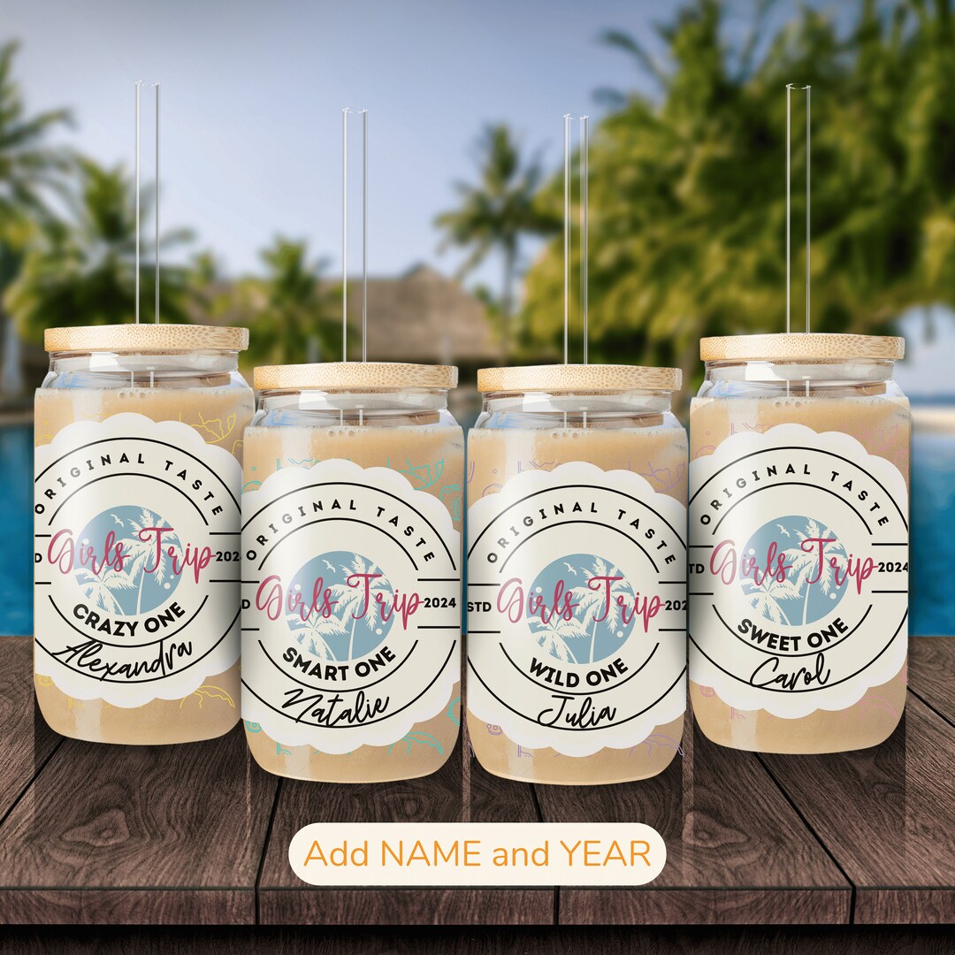 Personalized Beer Glass Can Girls Trip Vacation Beach Summer Tumbler ...