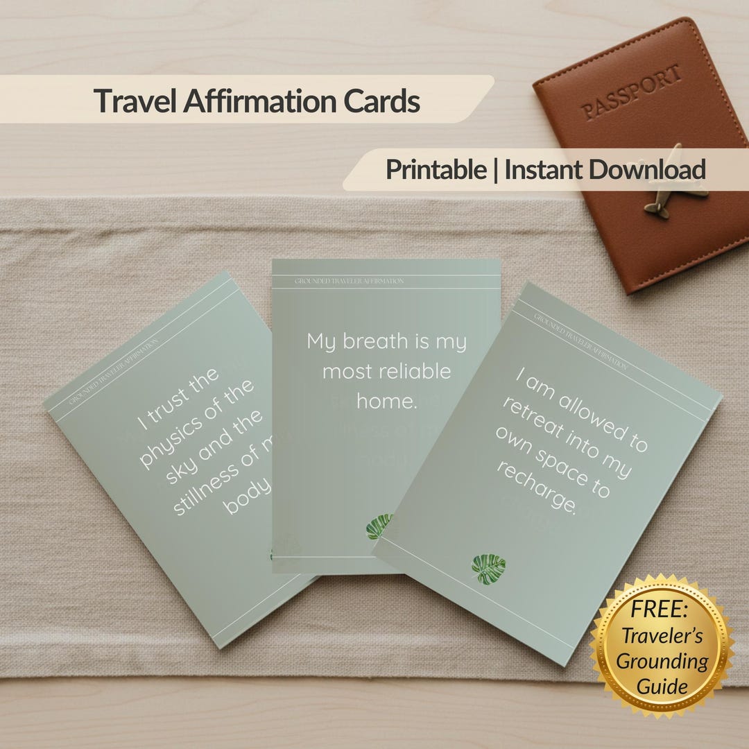 Travel Affirmation Cards Printable Solo Travel Anxiety Relief Grounding ...