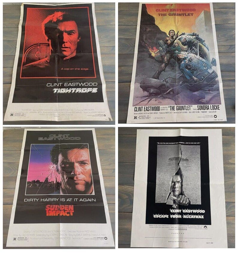 4 Vintage Clint Eastwood One Sheets Gauntlet Sudden Impact Alcatraz ...