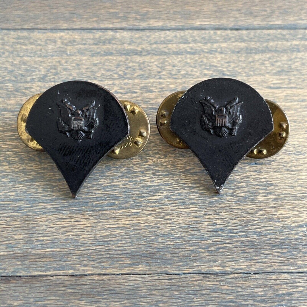 Pair of Original Vintage US Army Specialist Rank E4 Insignia Pin Black ...
