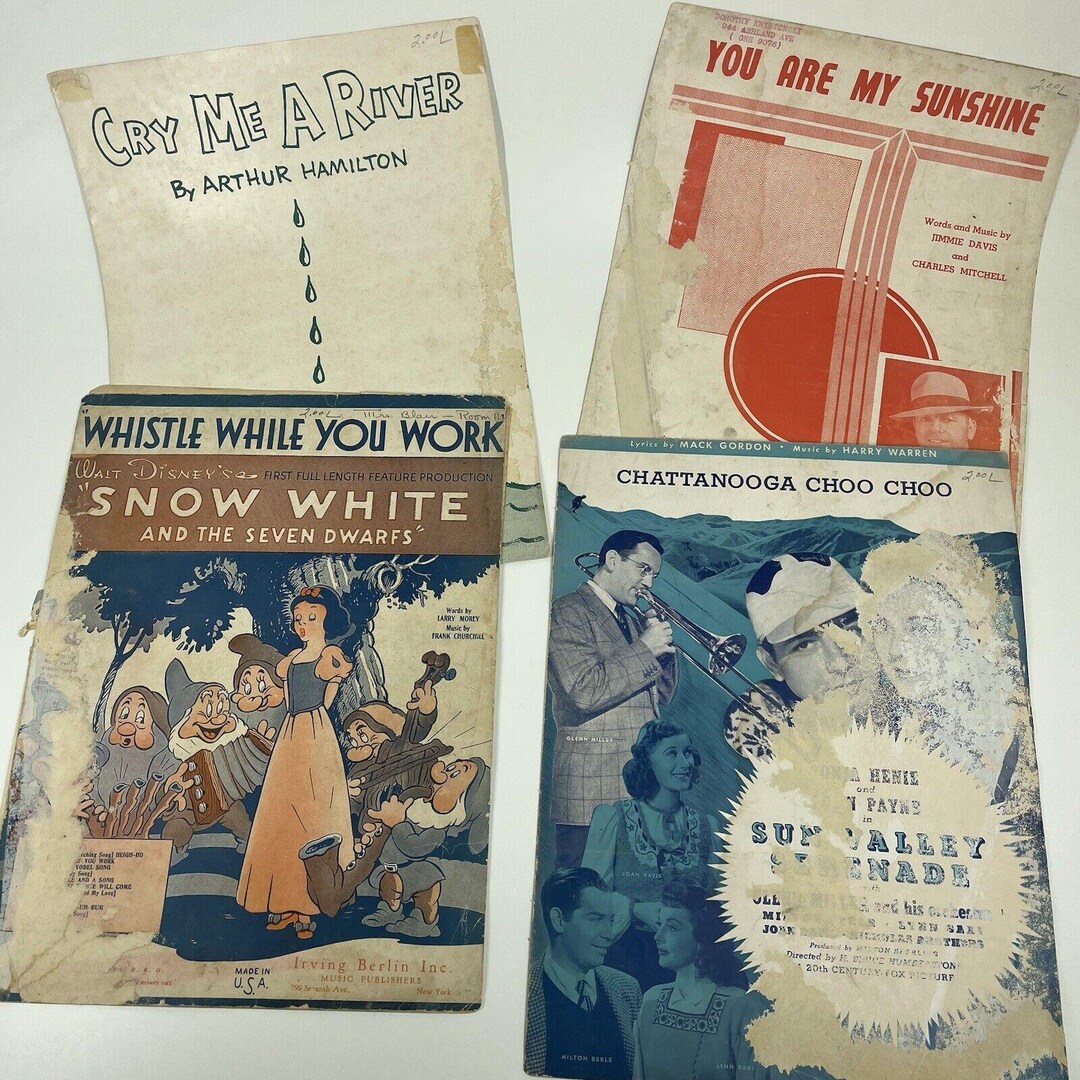 4 Antique Classic Sheet Music Disney You Are My Sunshine Chattanooga Z4 ...