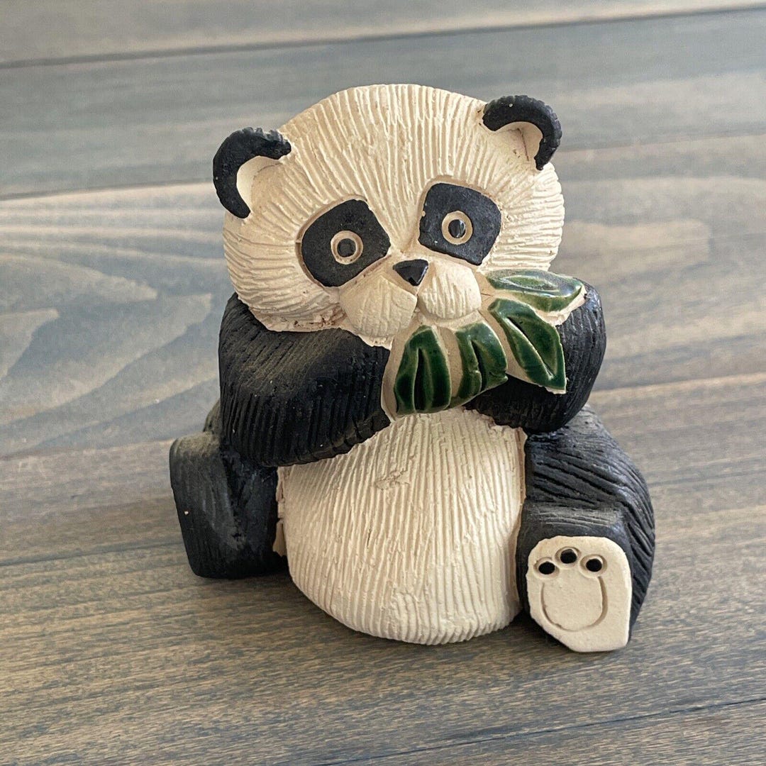 Vintage ARTESANIA RINCONADA 1978 Panda Eating Bamboo Figurine #54 (G ...
