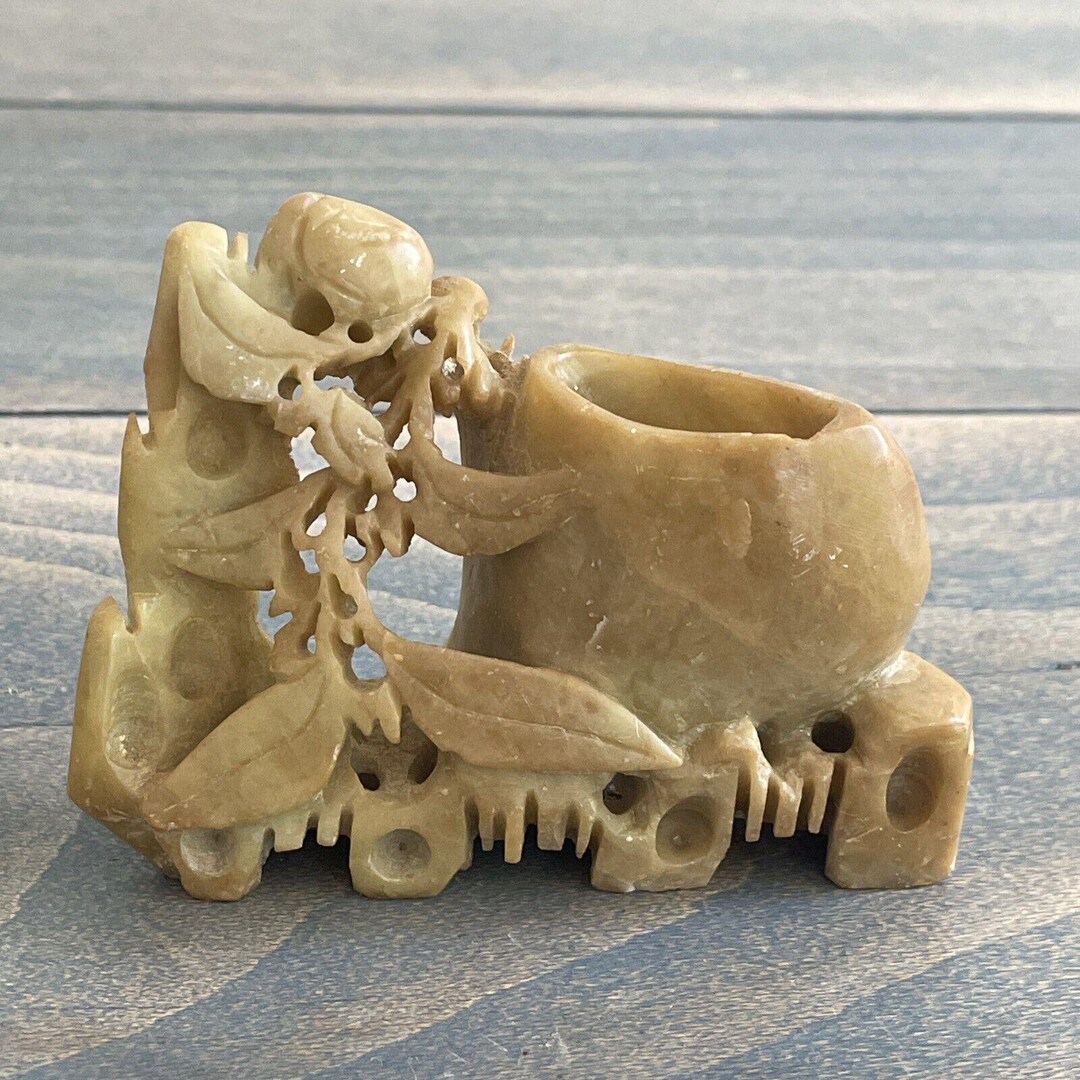 Beautiful 2 1/2 Antique Chinese Soapstone Sculpture Inkwell Forest ...