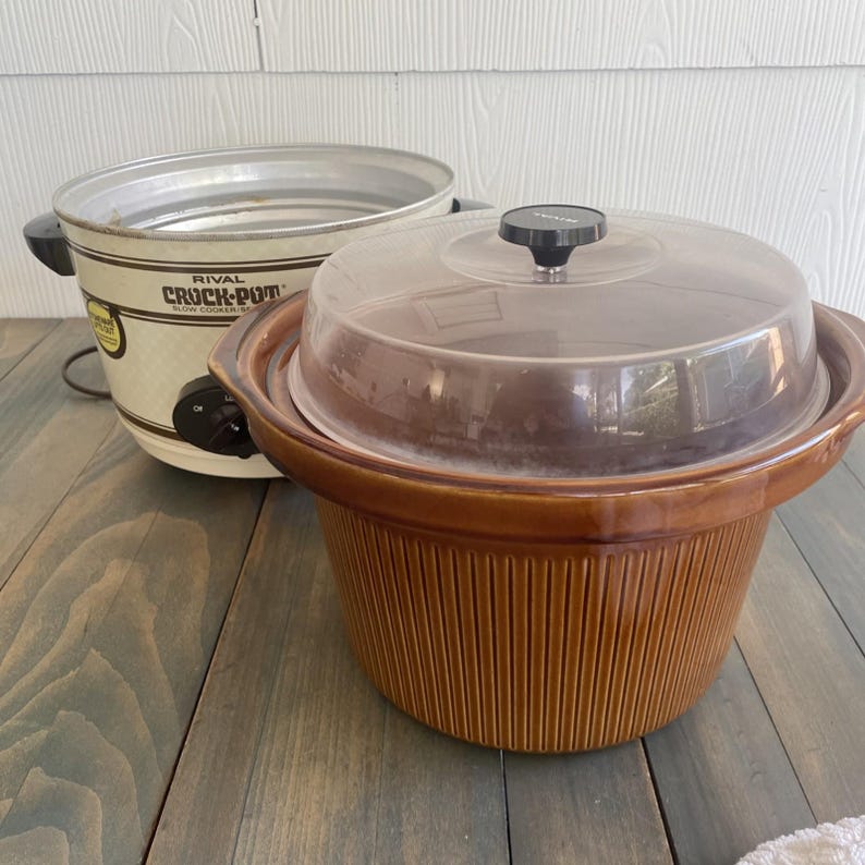 Large Vintage Rival Crock Pot Slow Cooker W/removable Ceramic Dish Bowl ...