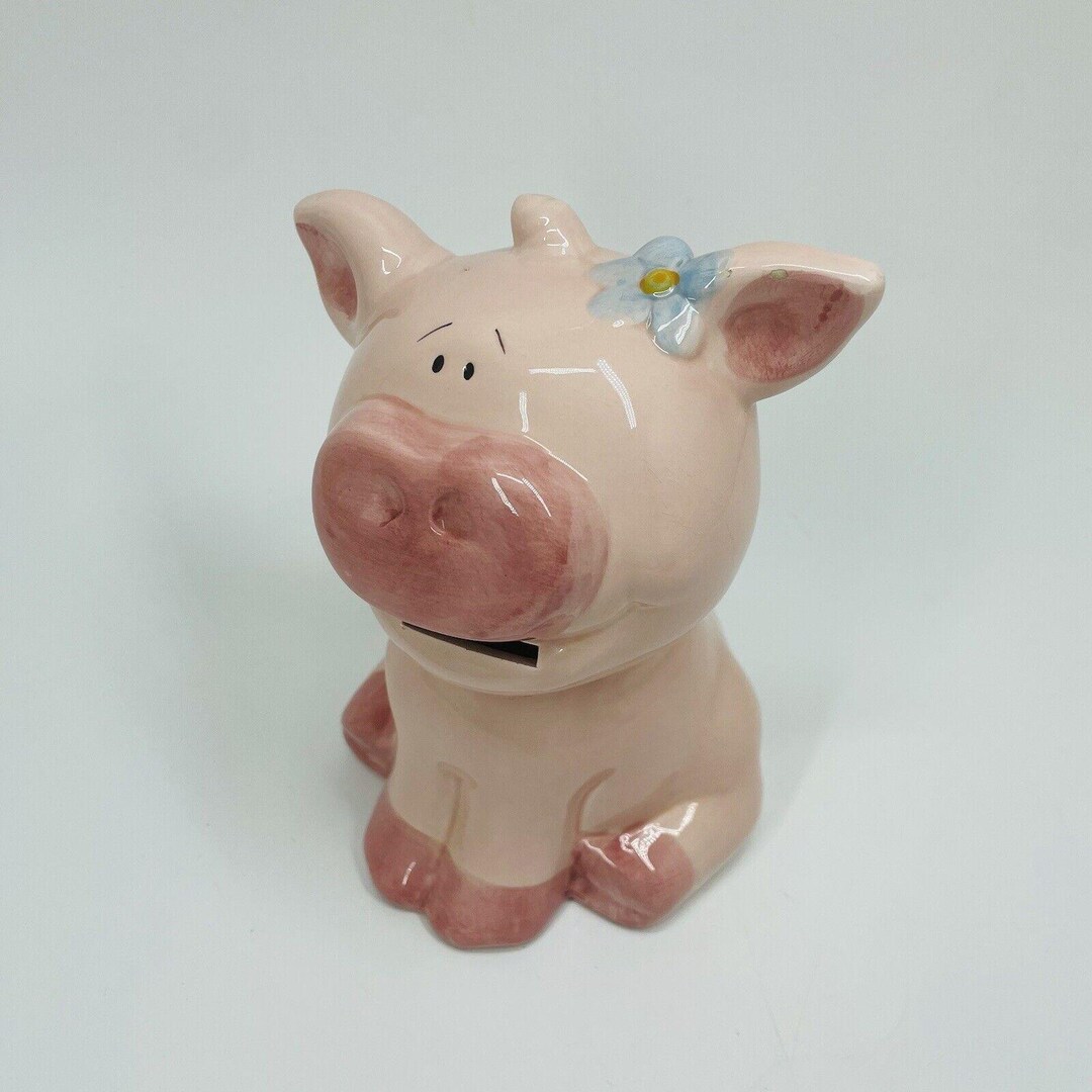 Cute Pink Ceramic Girl Piggy Piglet Coin Bank With Mouth Slit SH3 - Etsy
