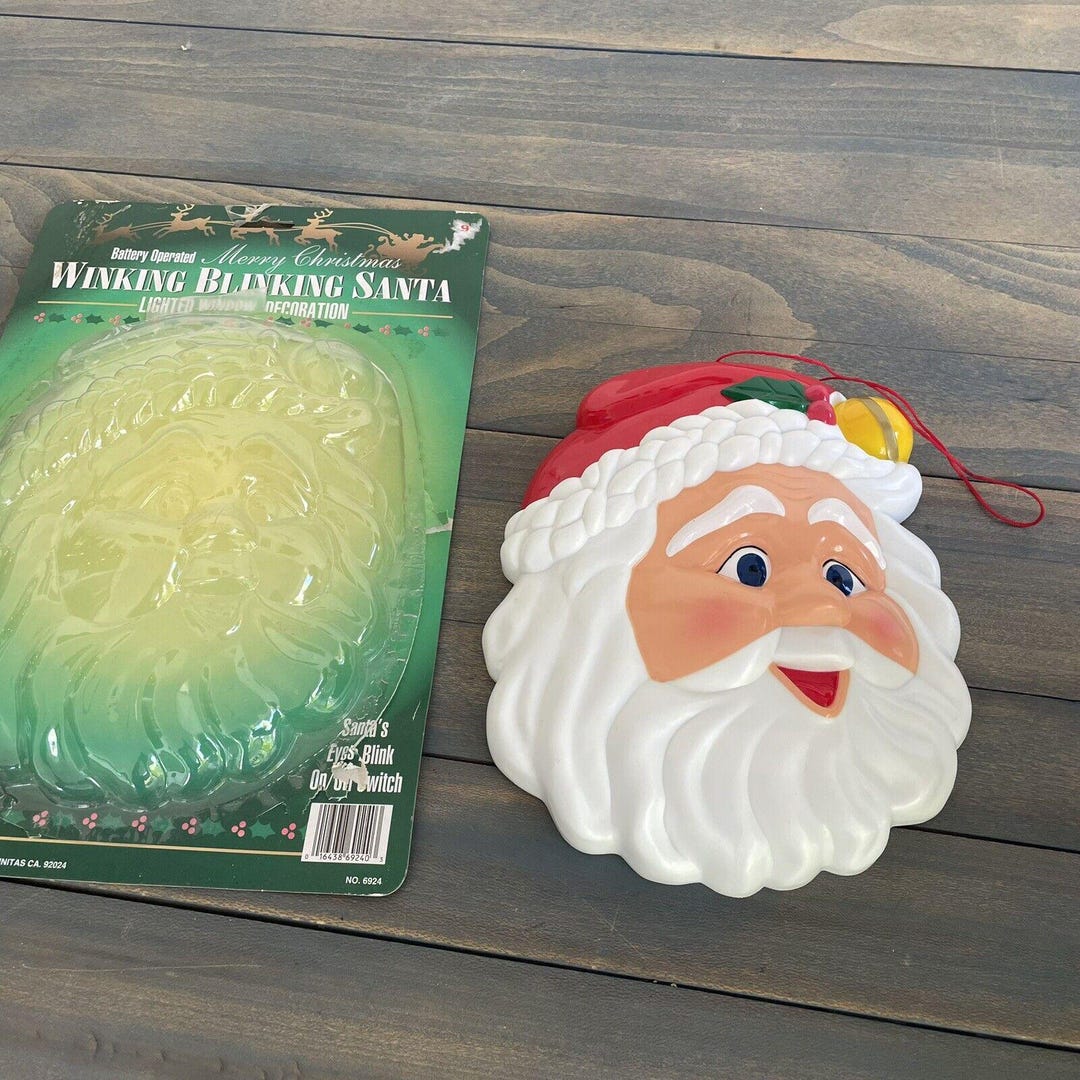 Vintage Lighted Winking Blinking Santa Christmas Window Decoration 9 ...