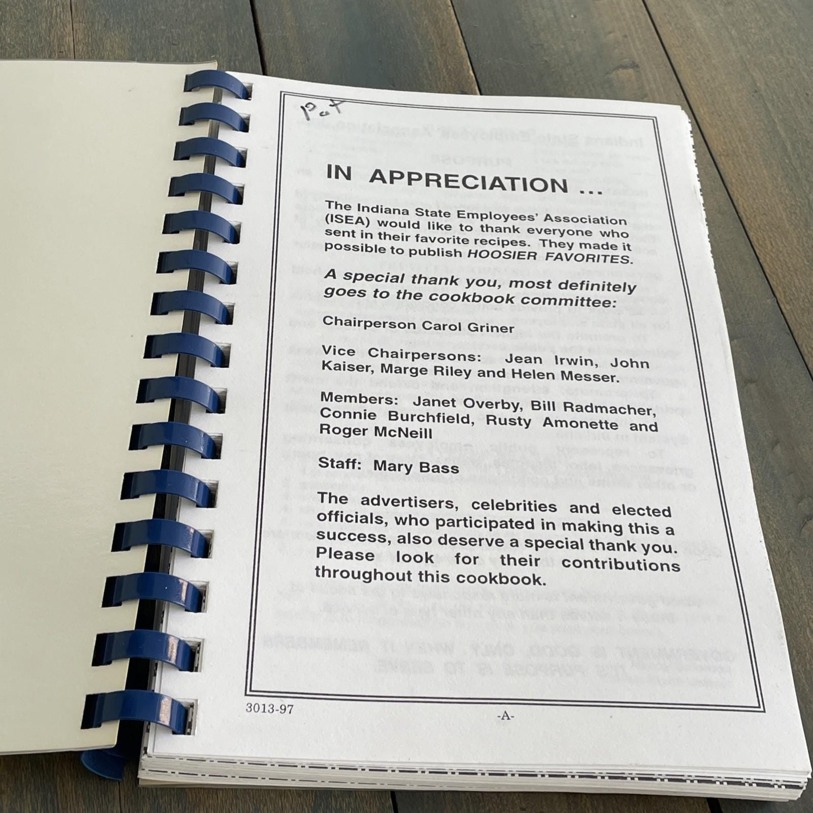 Rare Vintage Hoosier Favorites Family Recipes Indiana State Employees ...