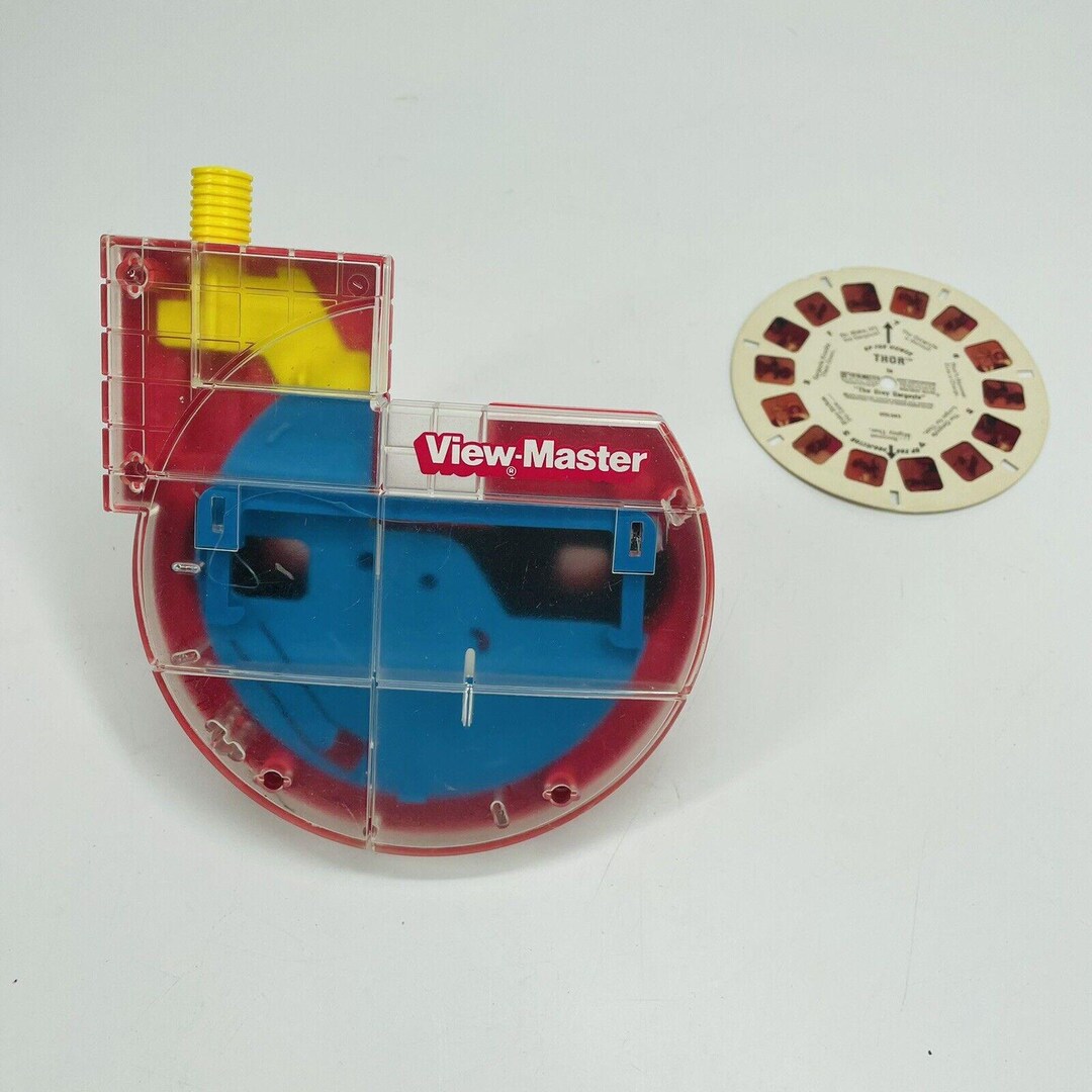 Vintage Red Viewmaster 3D View-master Toy Yellow Lever W/ Thor Strip ...