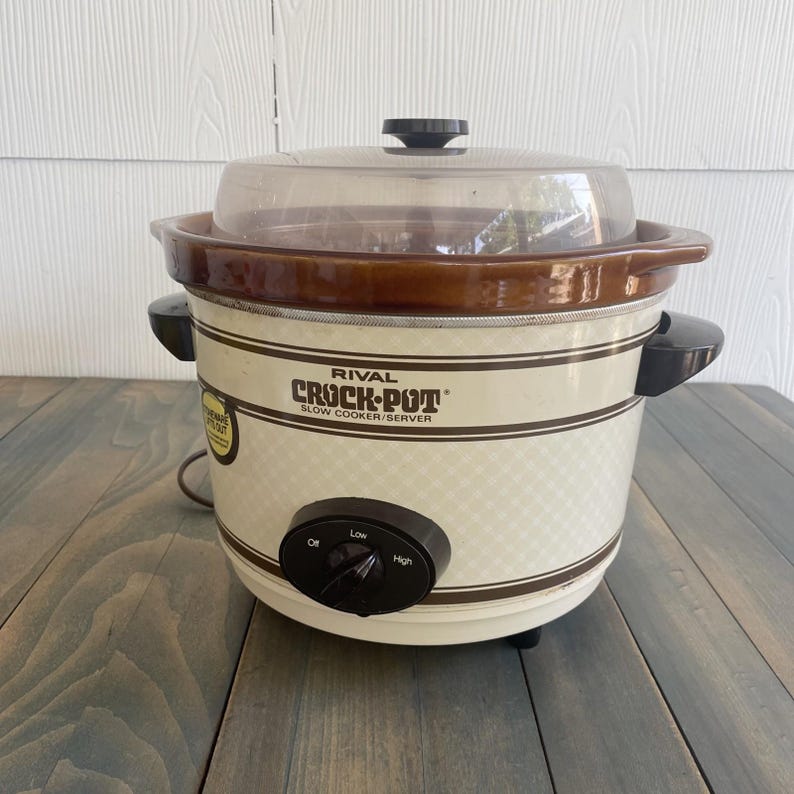 Large Vintage Rival Crock Pot Slow Cooker W/removable Ceramic Dish Bowl ...