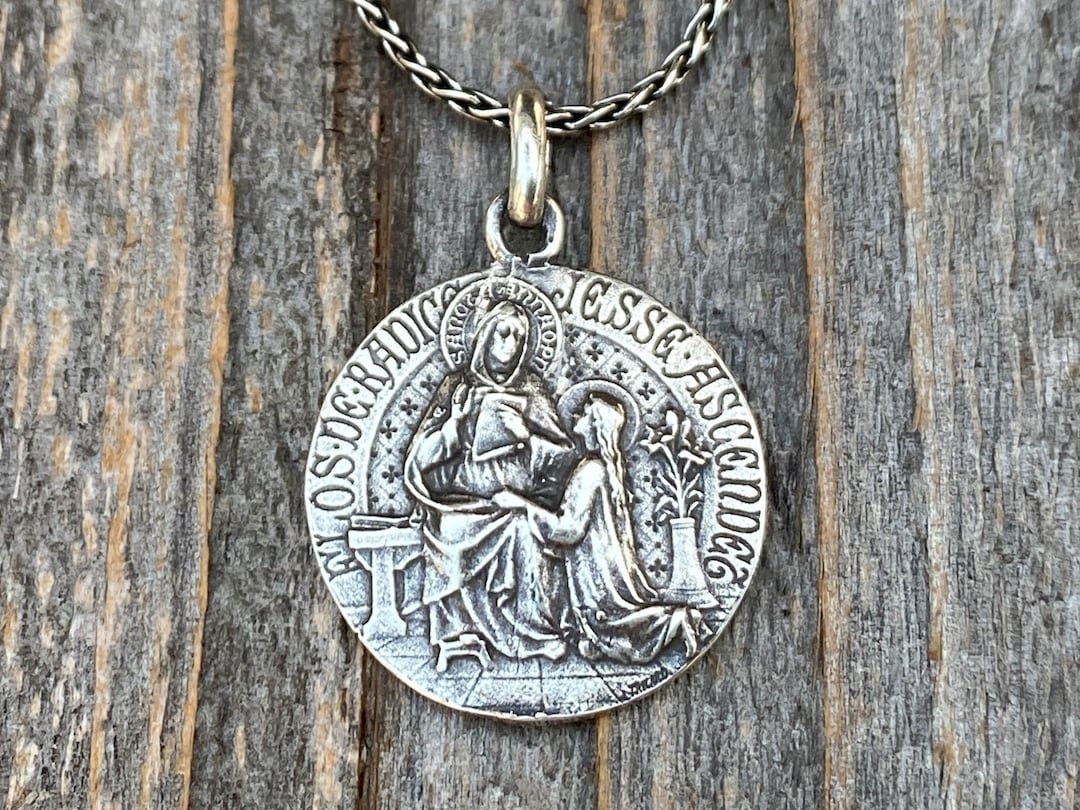 Sterling Silver St Anne Pendant Necklace, Hand Cast Replica of French ...