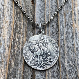 Sterling Silver Latin St Martin of Tours Medal Pendant Necklace ...
