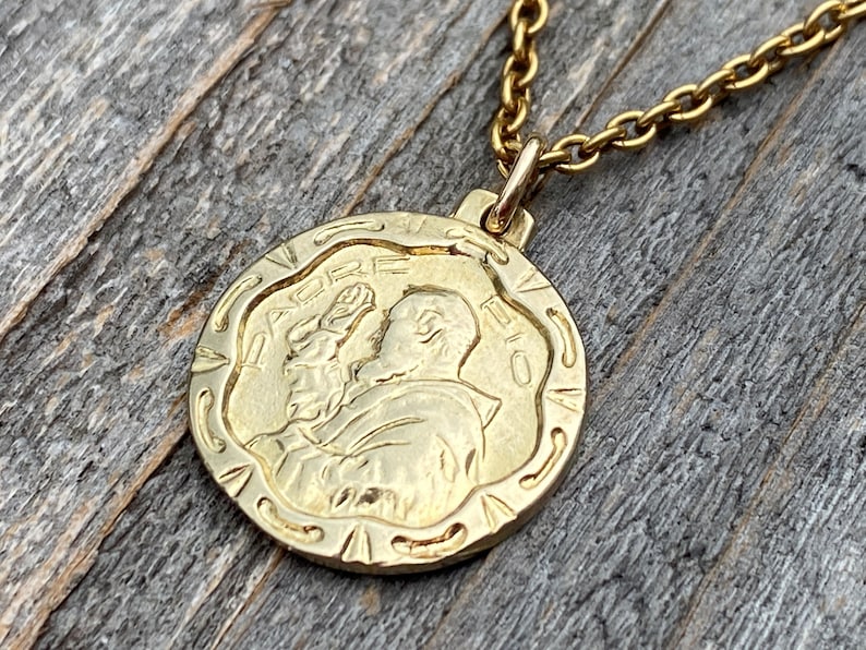 Gold Saint Padre Pio Antique Replica Medal Pendant Necklace, Saint Pius ...