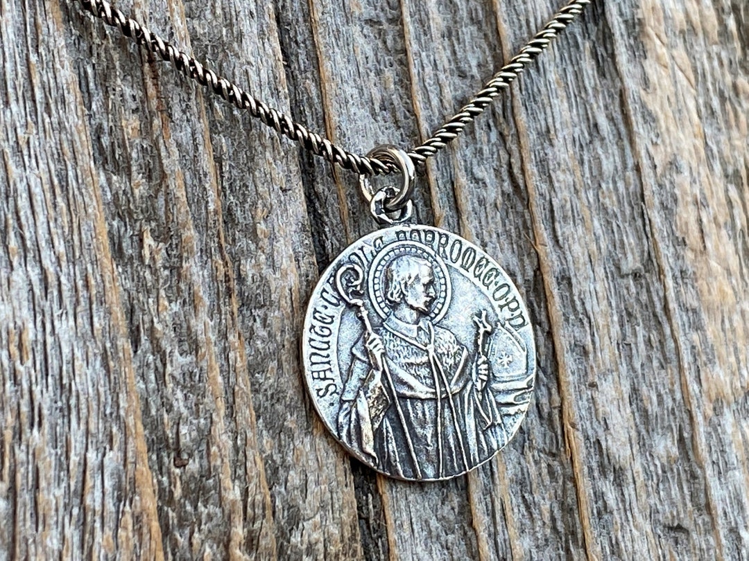 Sterling Silver St Charles Borromeo Medal and Necklace, by French ...