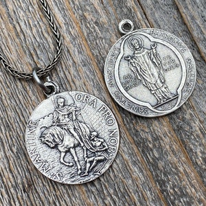 Sterling Silver Latin St Martin of Tours Medal Pendant Necklace ...