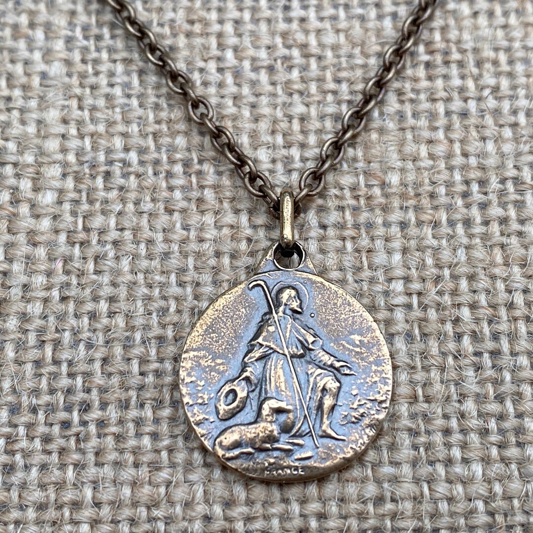 Bronze Antique Replica St. Saint Roch (st Rocco) Medal Pendant Necklace ...