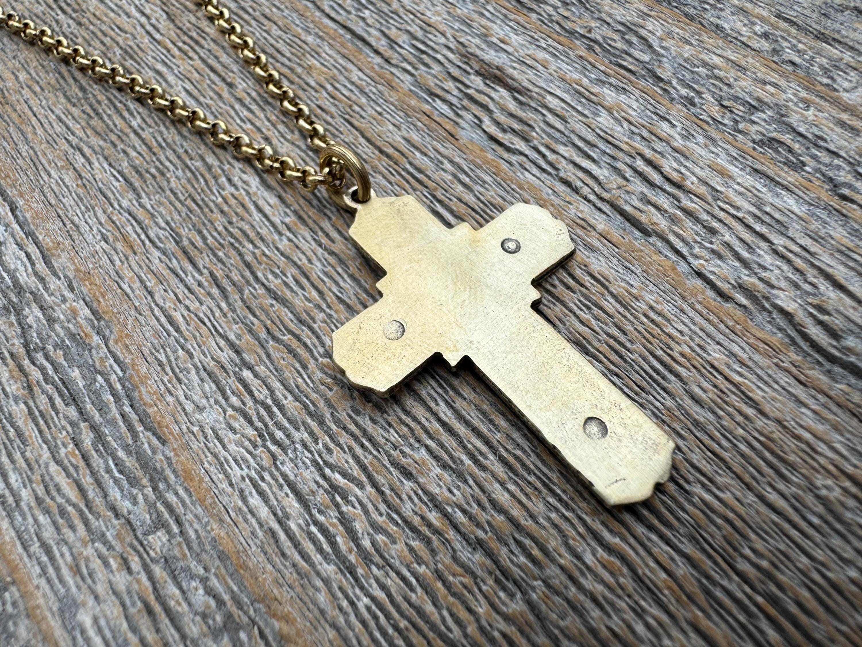 Antiqued Gold Radiant Crucifix Cross, Pendant Necklace, Antique Replica ...