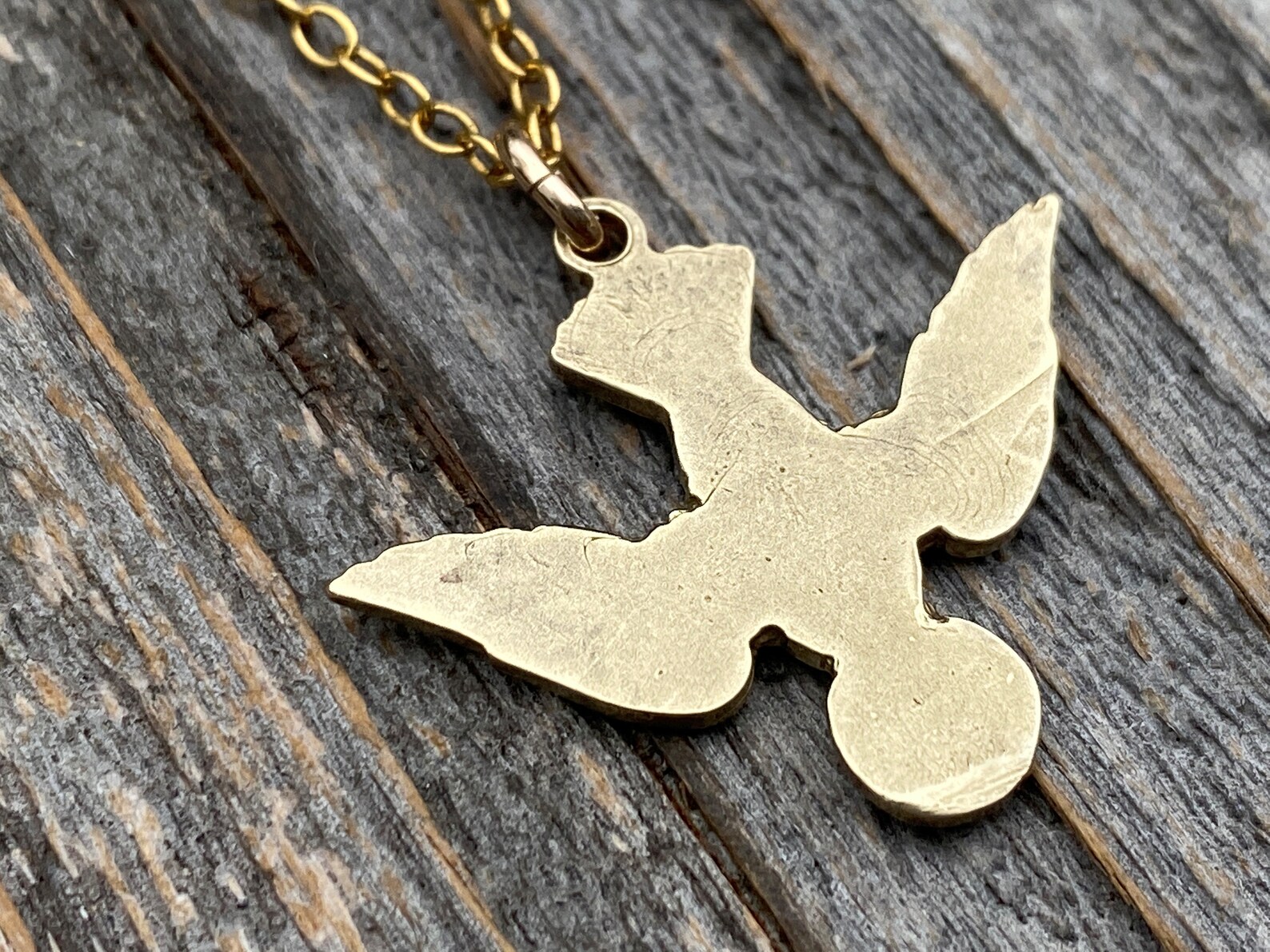 Gold Holy Spirit Dove Pendant Necklace French Antique - Etsy