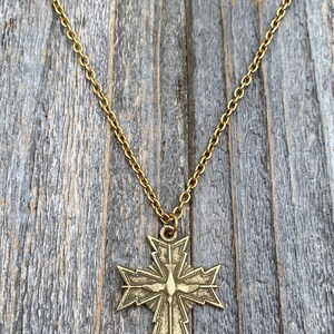 Antiqued Gold Holy Spirit Cross Pendant, Antique Reproduction, Chain ...