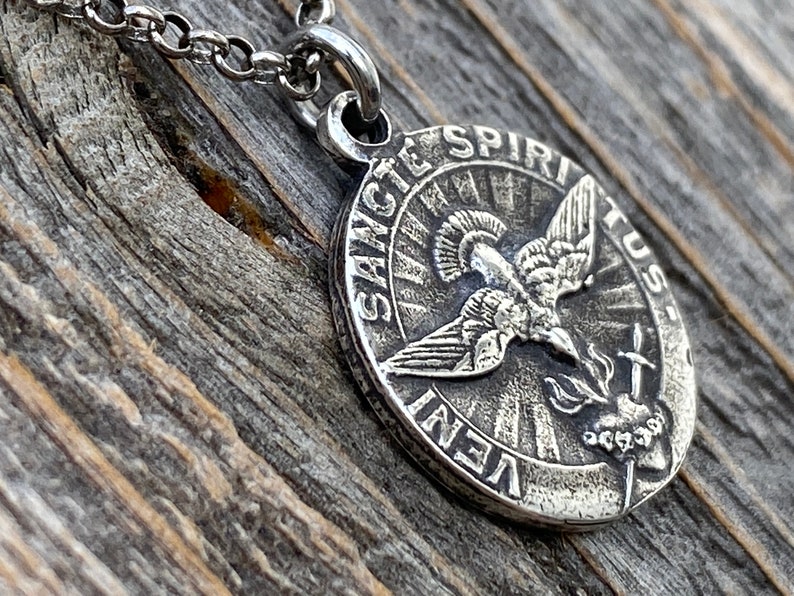 Sterling Silver Come Holy Ghost Medal Holy Spirit Pendant - Etsy