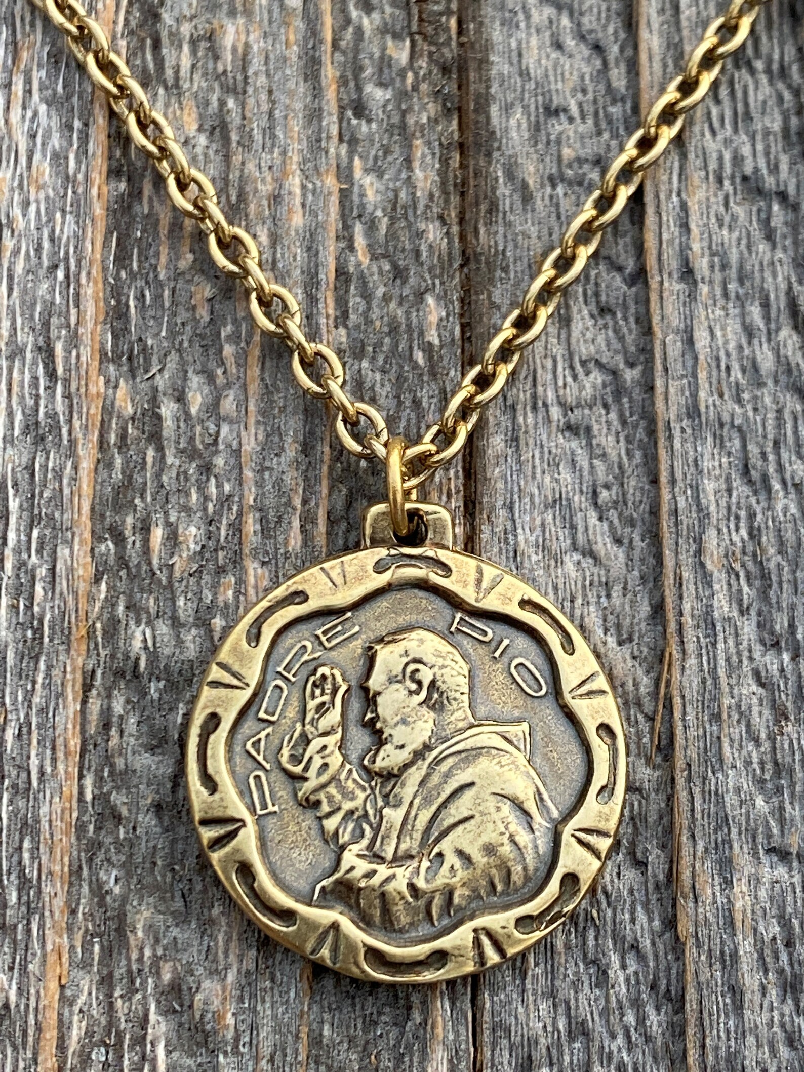 Antiqued Gold Saint Padre Pio Antique Replica Medal Pendant - Etsy