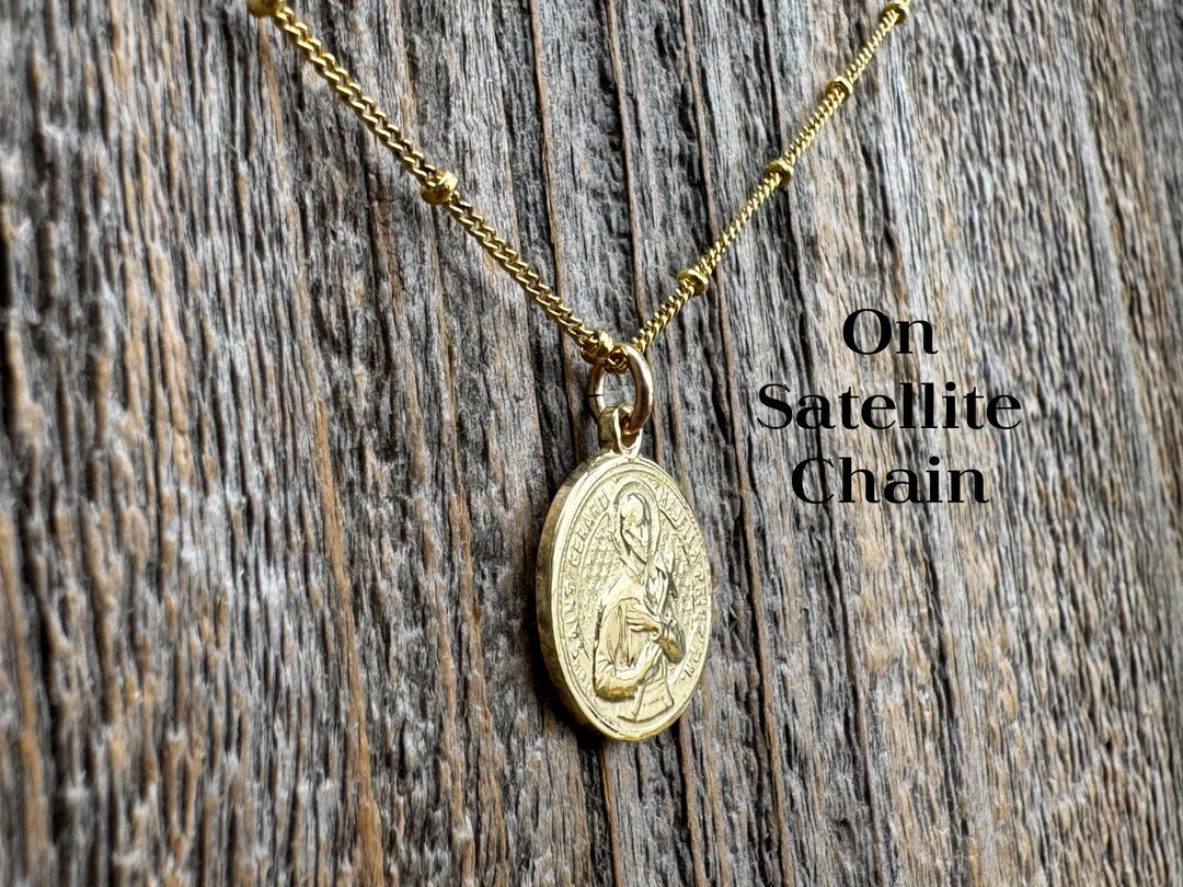 Gold St Gerard Majella Medallion Necklace, French Antique Replica ...