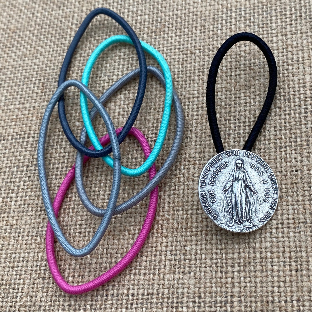 Miraculous Medal Pony Tail Button, Sterling Silver, Band Holder ...