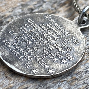 Sterling Silver St Francis of Assisi Blessing Medal Pendant on Necklace, Antique Replica of ...