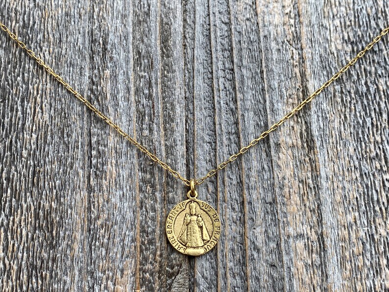 Antiqued Gold the Infant Jesus of Prague Pendant, Handmade Antique ...