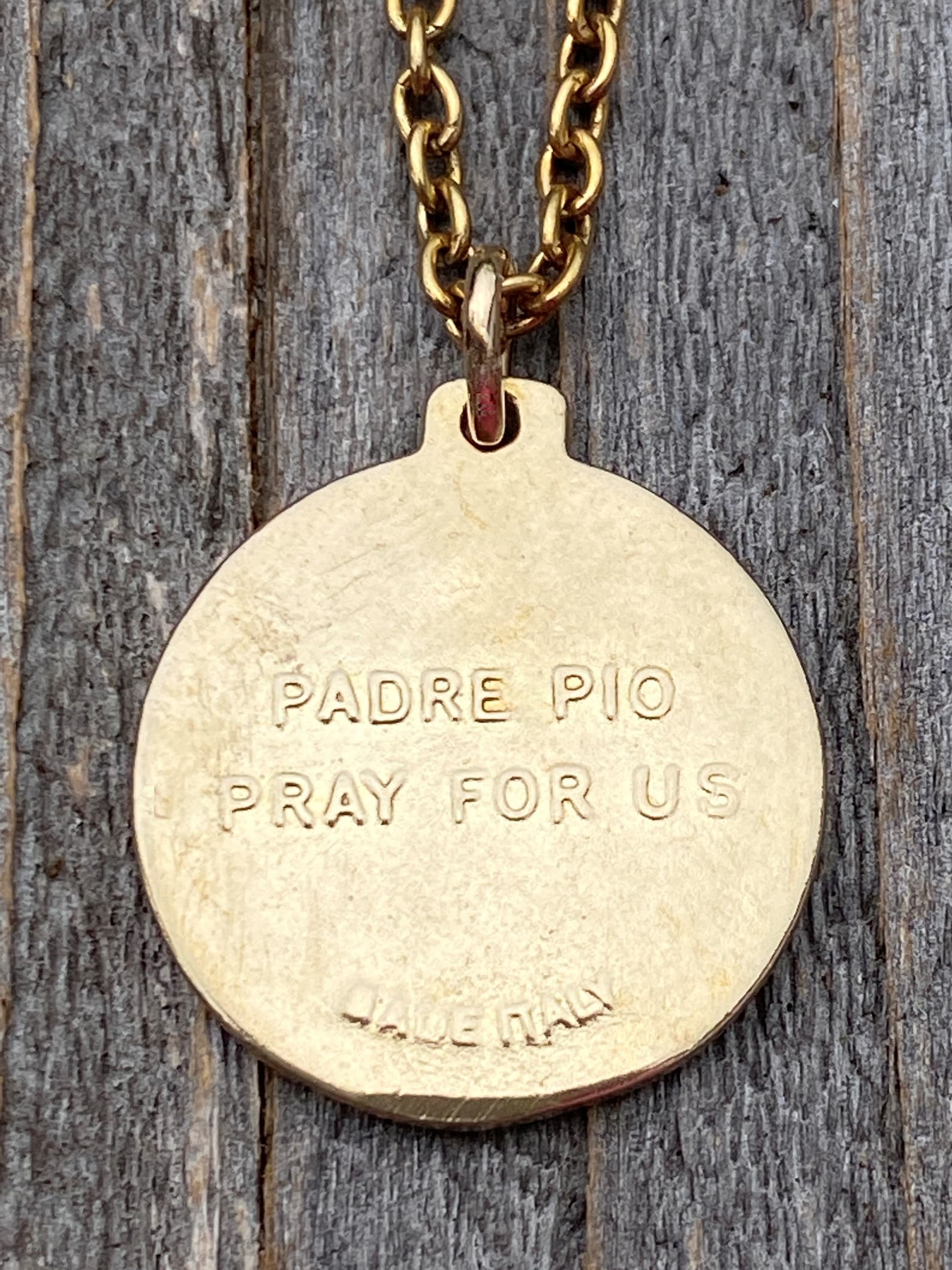Gold Saint Padre Pio Antique Replica Medal Pendant Necklace, Saint Pius ...