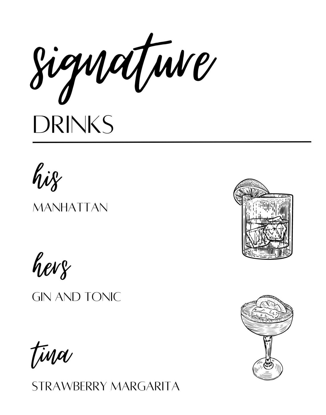 Signature Drinks Sign - Etsy