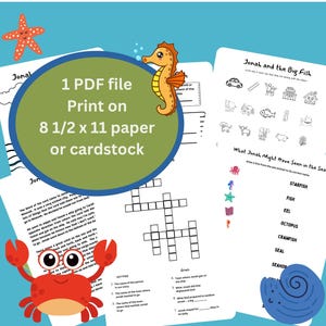 Jonah and the Whale Bible Story Printable, Sunday School (digital ...