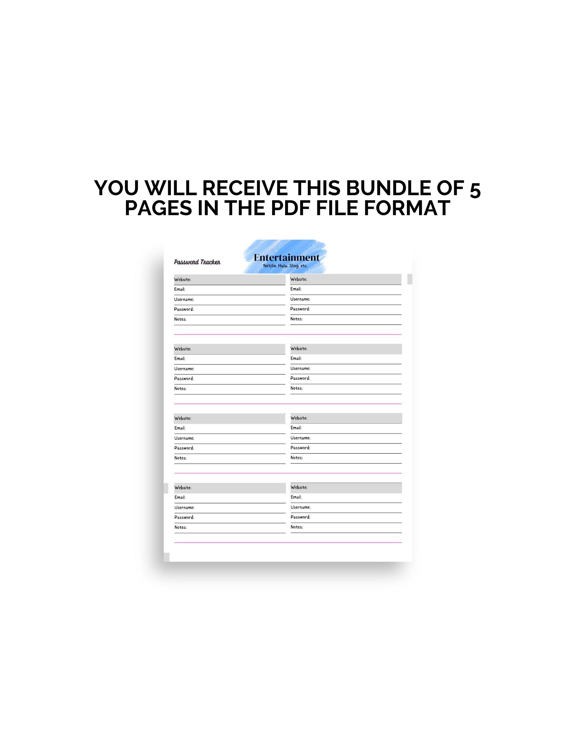 Printable Password Tracker BUNDLE, Password Tracker, Password Log ...