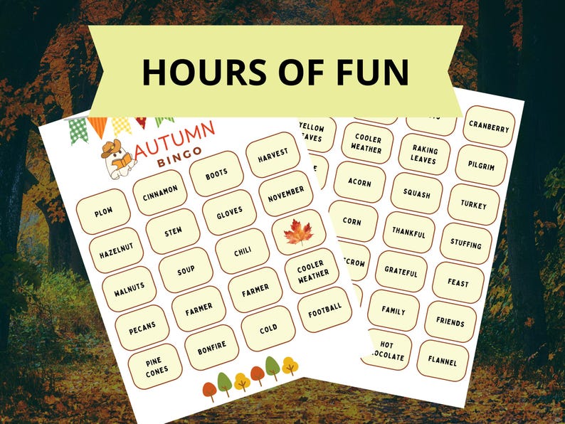 Fall Bingo Printables Autumn Bingo-kids Activity and Family Fun ...