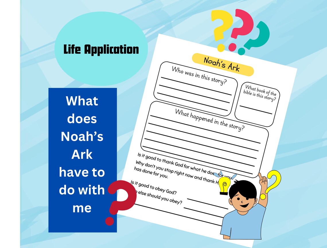 Noah's Ark Kids Bible Story Printable - Sunday School - Homeschool, Fun ...