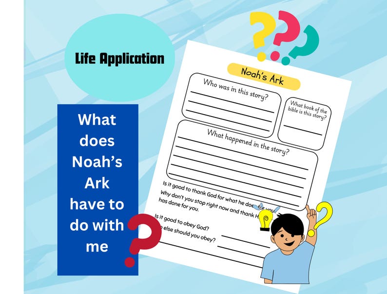 Noah's Ark Kids Bible Story Printable - Sunday School - Homeschool, Fun ...