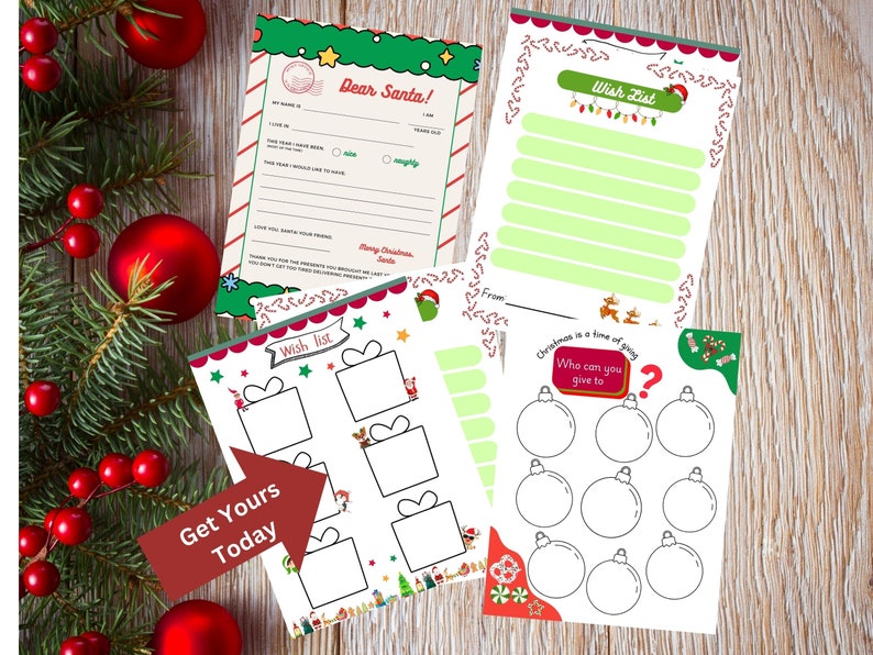 Printable Santa's Letter and Wish List for Kids Bundle, Christmas Fun ...
